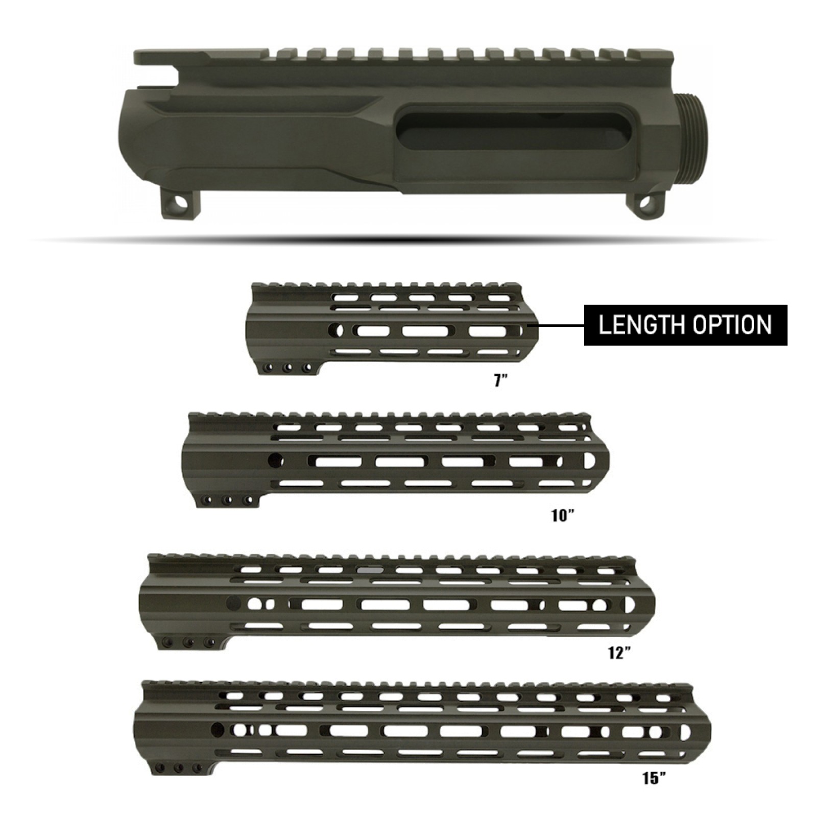 CERAKOTE OD GREEN| AR-15 Upper Receiver Billet and Angle Cut M-Lok ...