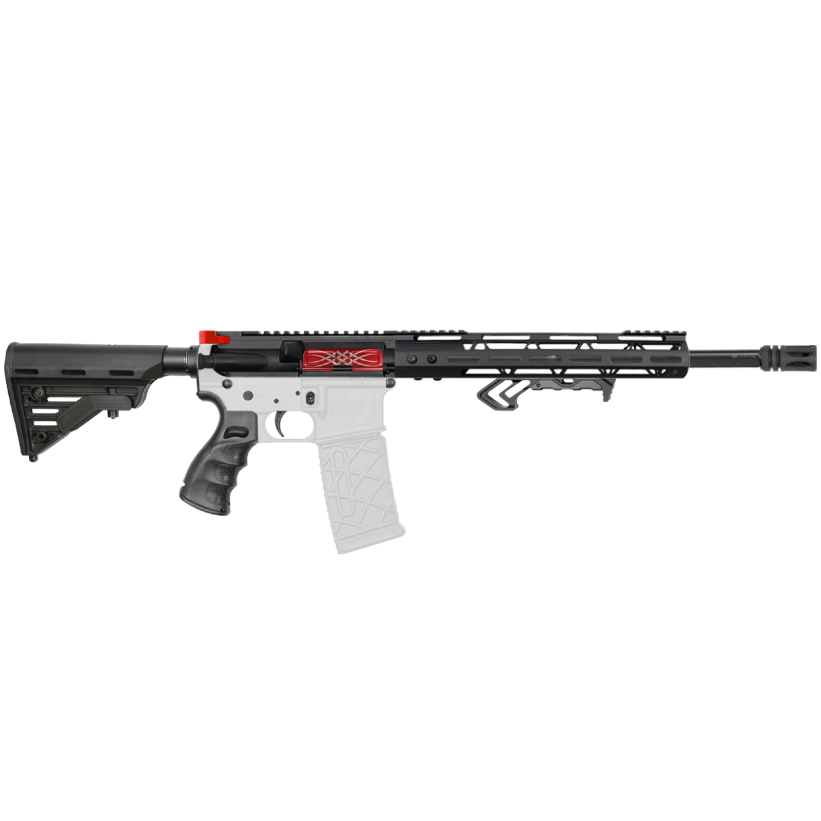 AR 9mm 16" Barrel W/ 12'' Clamp on Key Mod Handguard| Blue or Red Color ...