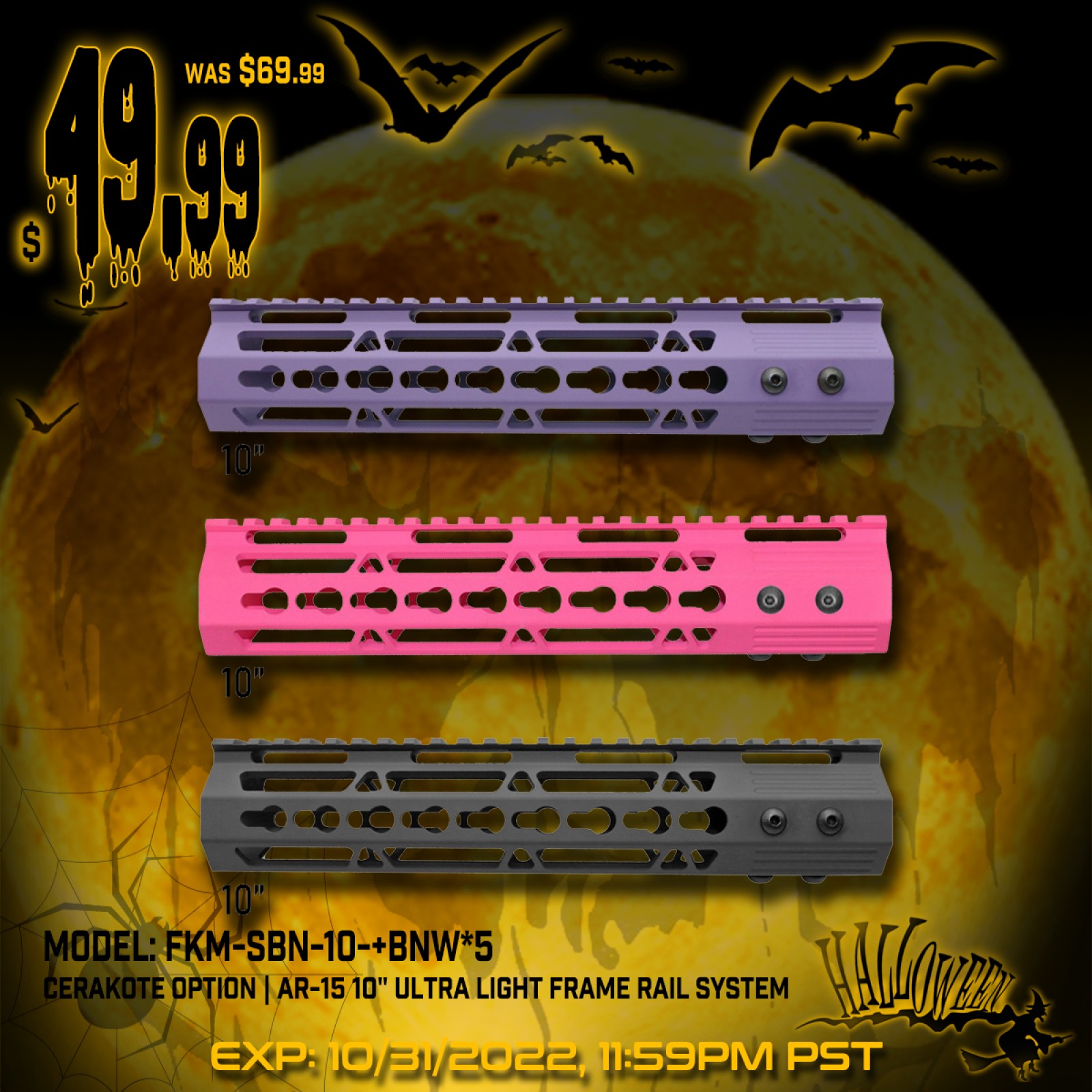 Cerakote Option | AR-15 10" Ultra Light Frame Rail System