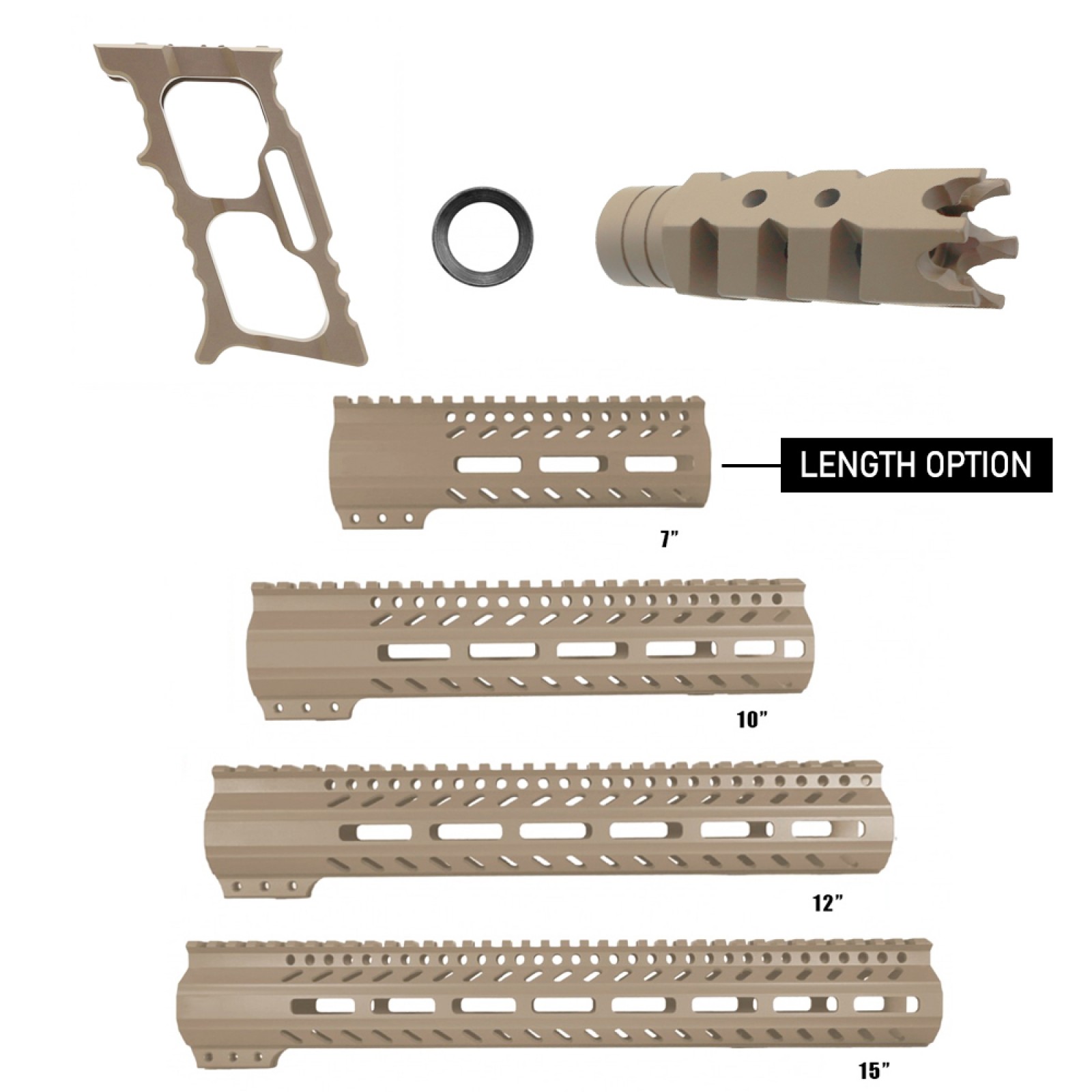 CERAKOTE FDE| AR-15 Handguard Muzzle Brake and Foregrip Combo LENGTH ...