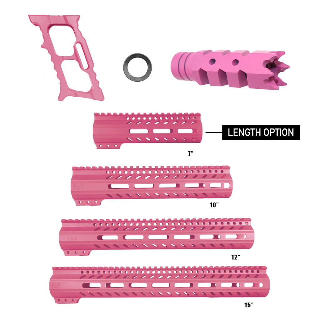CERAKOTE PINK| AR-15 Handguard Muzzle Brake and Foregrip Combo LENGTH ...