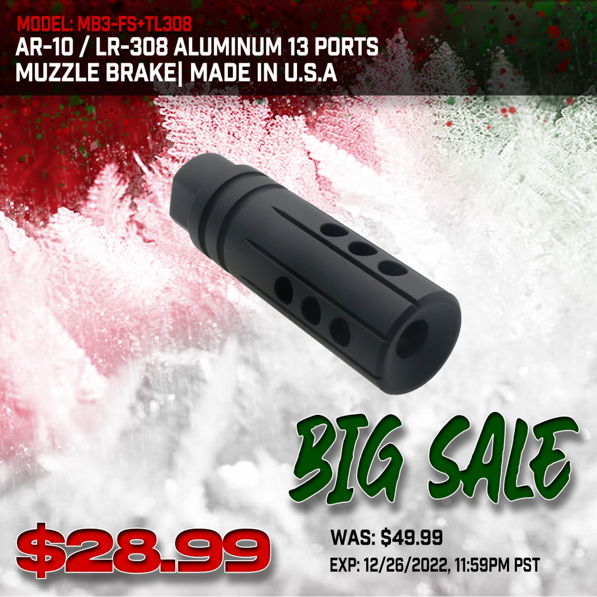 AR-10 / LR-308 Aluminum 13 Ports Muzzle Brake| Made in U.S.A ...