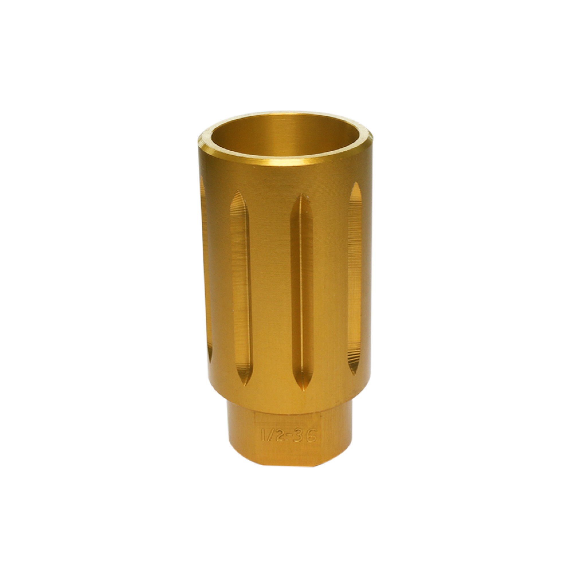 AR-9/9x19 Flash Can Muzzle Brake Aluminum - Gold - OutdoorSportsUSA