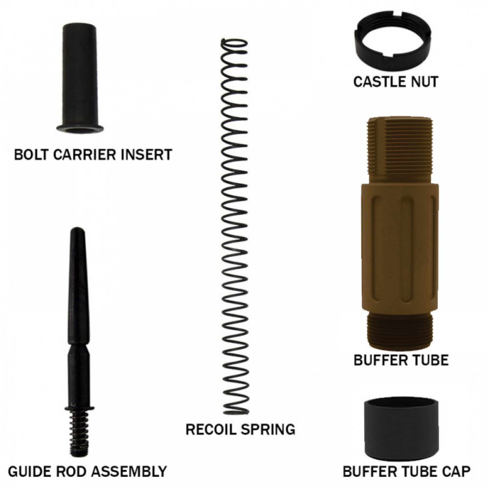 CERAKOTE BURNT BRONZE | AR-15 Complete Compact Buffer Tube 3.5''-V2 ...