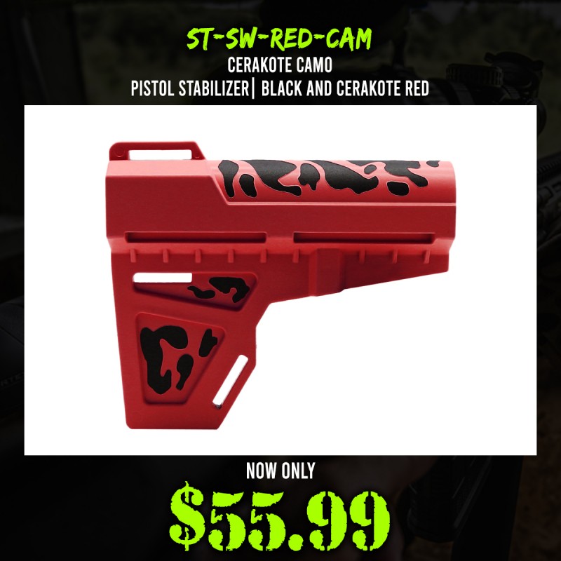 CERAKOTE CAMO| Pistol Stabilizer| Black and Cerakote Red- OUTDOORSPORTSUSA