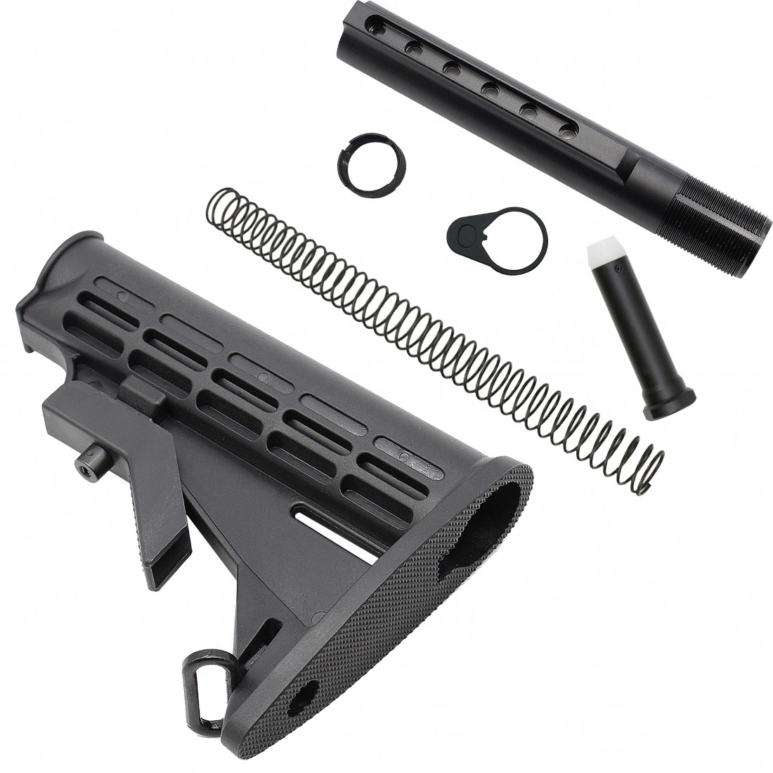 AR-15 6 pcs. Adjustable Stock W/ Collapsible Buffer Tube Kit - Commercial
