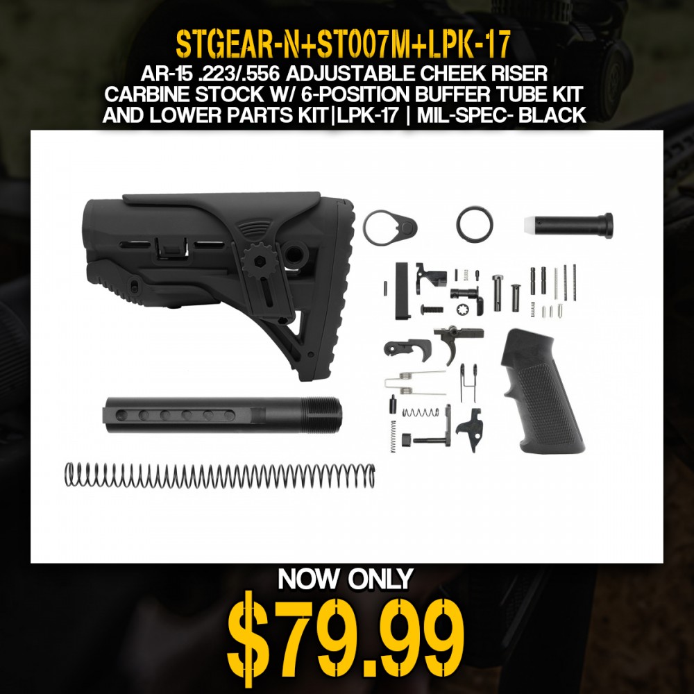 AR-15 .223/.556 Adjustable Cheek Riser Carbine Stock W/ 6-position ...