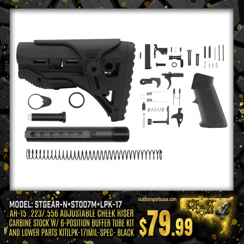 AR-15 .223/.556 Adjustable Cheek Riser Carbine Stock W/ 6-position ...